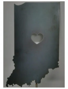 Indiana Shaped Metal Sign – Heart Cutout - Circle City Metalworks
