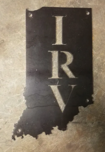Indiana Shaped Metal Sign – IRV (Irvington) - Circle City Metalworks