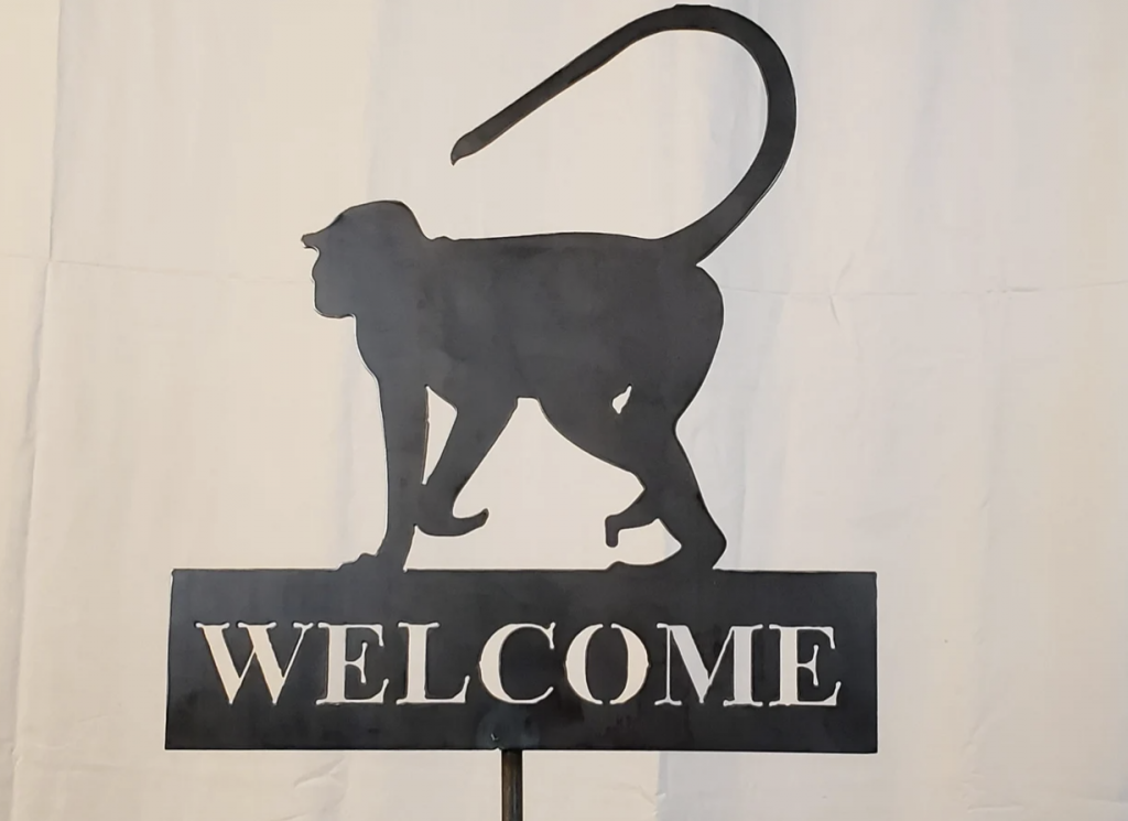 Monkey Welcome Sign – Metal Yard Art Home Decor Garden & Patio ...